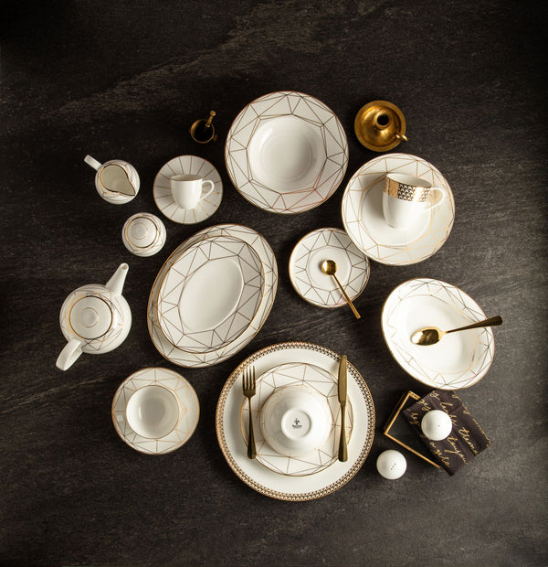 Gem Cut Gold - 14" Oval Platter - Prouna